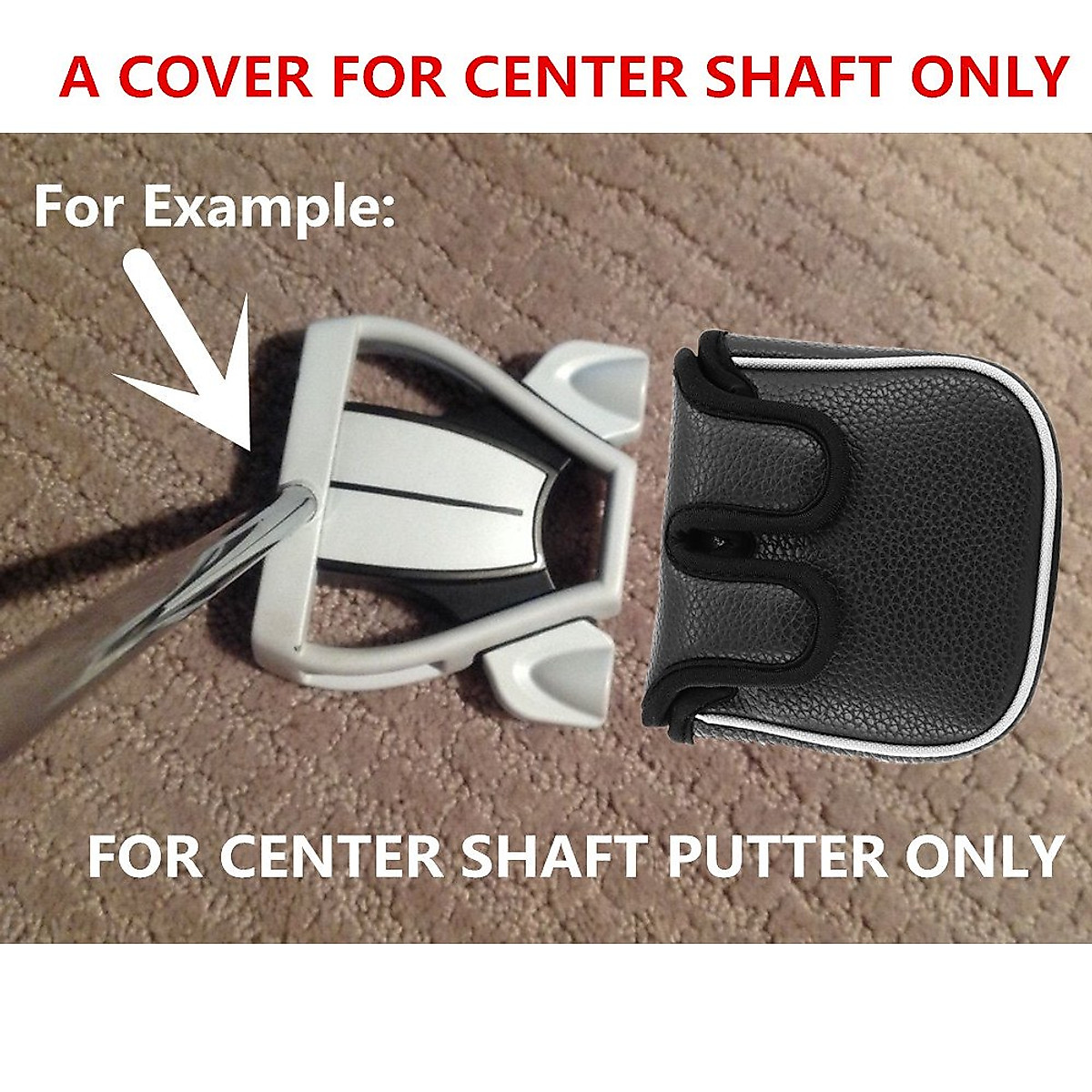 Big Teeth Center Shaft Putter Cover Square Mallet Headcover Golf Club Protector for High MOI Big Size Equipment Model Tour Taylormade Rossa Monza Spider Cleveland Huntington Beach #6