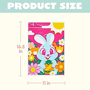 JOYIN 72 Pcs Easter Large Plastic Tote Bags, Easter Goodie Treat Gift Bags for Egg Hunt, Easter Kids Party Favor Party Supplies(Animals and Flowers)