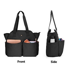 Fasrom Teacher Bag for Work Women, Large Utility Tote Bag with Laptop Compartment for Teacher Essentials (Empty Bag Only), Black