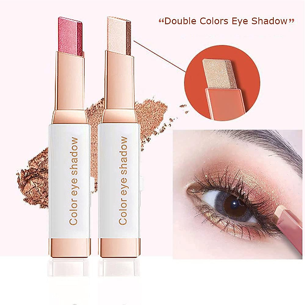 12 Colors Eye Shadow Stick Makeup, Glitter EyeShadow Highlighter Stick, Brilliant Eye Brightener Stick Shimmer Eye Highlighter Makeup Pencil, Double Colors Gradient Highlighter Eye Brightener