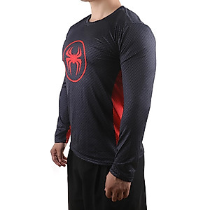 Rulercosplay Anime Movie Novelty T-Shirt Miles Digital Printing Quicky Dry Black&Red Compression Cosplay Shirt for Man, M