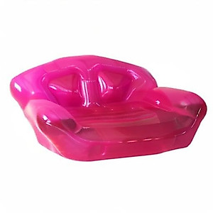 La funcosa Inflatable Clear Pink Double Person Sofa Blow UP Chairs Portable Camping Yard Couchs Inflatable Patio Furniture