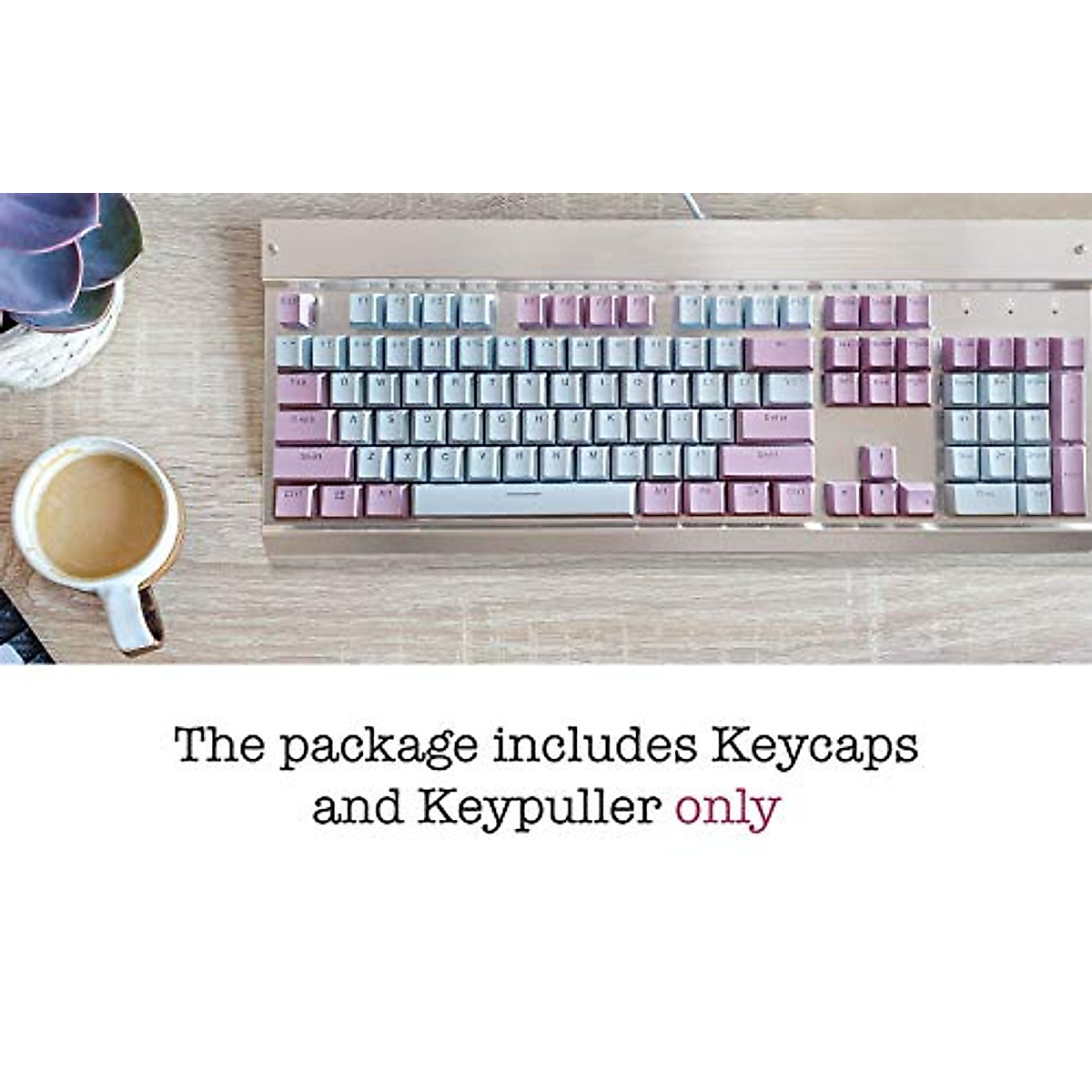 Better Livin 104 Doubleshot, ANSI Layout, OEM Profile, Cherry MX keycaps, Translucent Backlit Compatible Gaming Keyboard keycaps for 61/87/104 Keyboards (Purple-Blue)