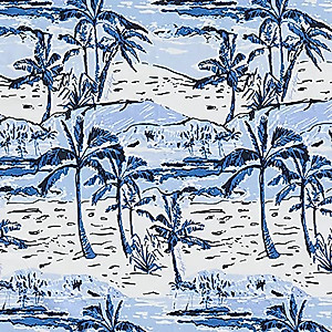 Tommy Hilfiger Palm Scene Printed Set of 3 Sheet Set - 1 Flat Sheet, 1 Fitted Sheet & 1 Pillowcase, Twin/TXL Size, Cotton (Blue)