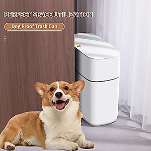 JOYBOS Small Bathroom Trash Can with Lid - 14L/3.7 Gallon Popup Lid Garbage Can, Rectangular Plastic Covered Trash Bin, Soft Close Slim Wastebasket