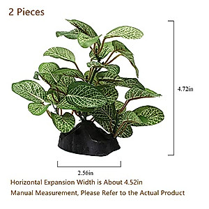 Otimark 2 Piece Realistic Faux Silk Aquarium Ficus Tree Cool Small Betta Fish Tank Grass Fake Artificial Plants Plastic Decorations Ornament