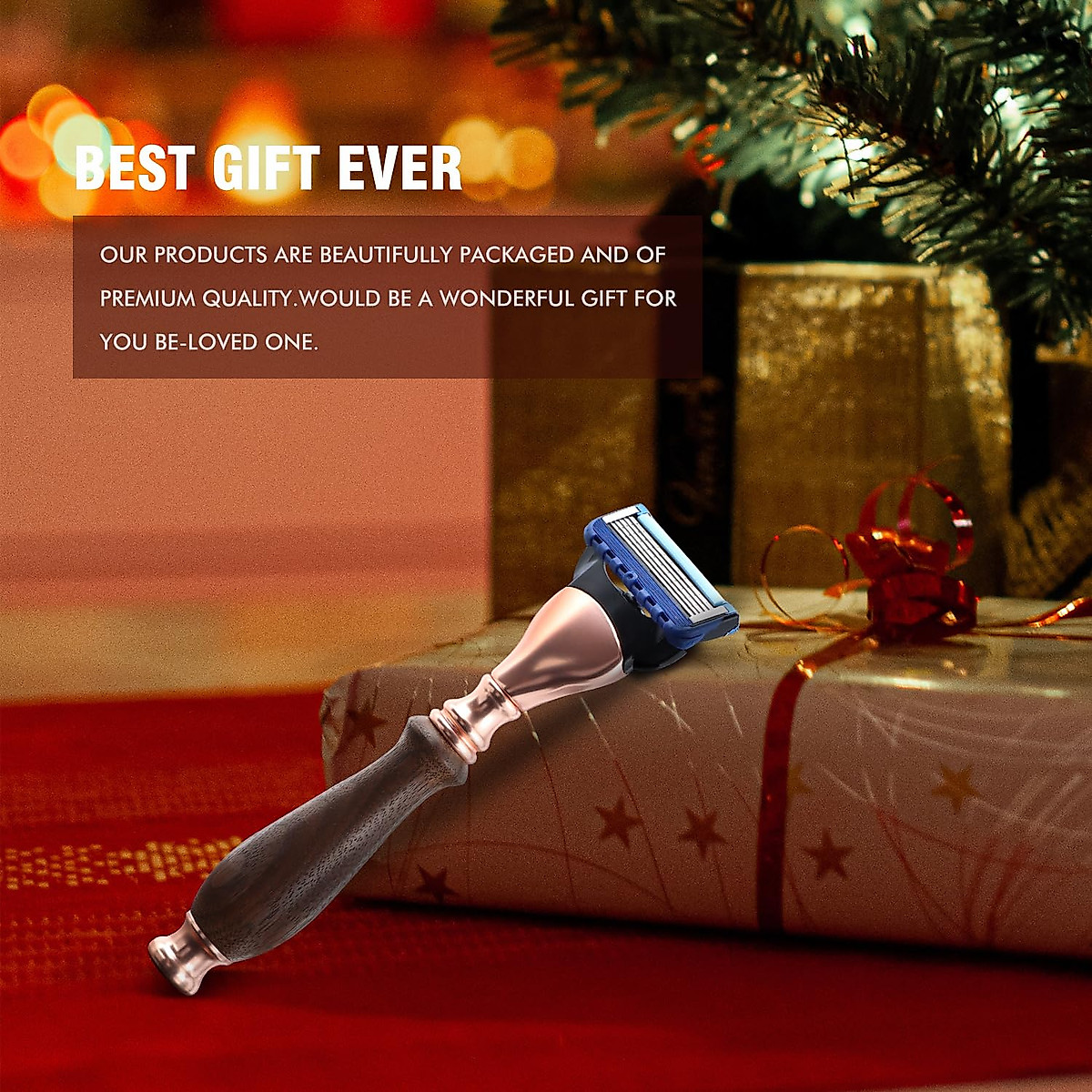 Wooden 5 Blades Razor Handle for Men & Women with 4 Refills - The Perfect Shave Companion