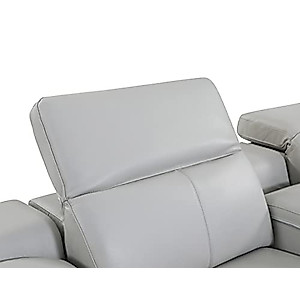Blackjack Furniture Venice 6 Piece Sectional Sofa with 3-Power Recliners, Features Adjustable Headrest, Lumbar Support, USB and Wireless Charging Station, Extra Large Storage, 1 Console, Light Grey