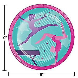 Kid's Gymnastics Dance Disposable Tableware Set for 24, Party Supplies include Plates Napkins Banner Danglers and Table Cover for Boys, Girls, Birthday Party Decorations (85 pcs)