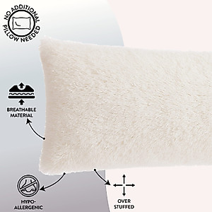 Urban Lifestyle Long Hair Faux Fur Body Pillow, 20"x48", Ivory
