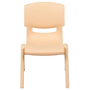 EMMA + OLIVER 2 Pack Natural Plastic Stackable School Chair with 10.5" H Seat, Preschool Chair