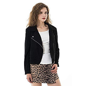 Apperloth A Women’s Solid Long Sleeve Faux Suede Motorcycle Jackets Zipper Short Coats