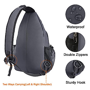 MOSISO Sling Backpack, Multipurpose Crossbody Shoulder Bag Travel Hiking Daypack, Space Gray, Medium