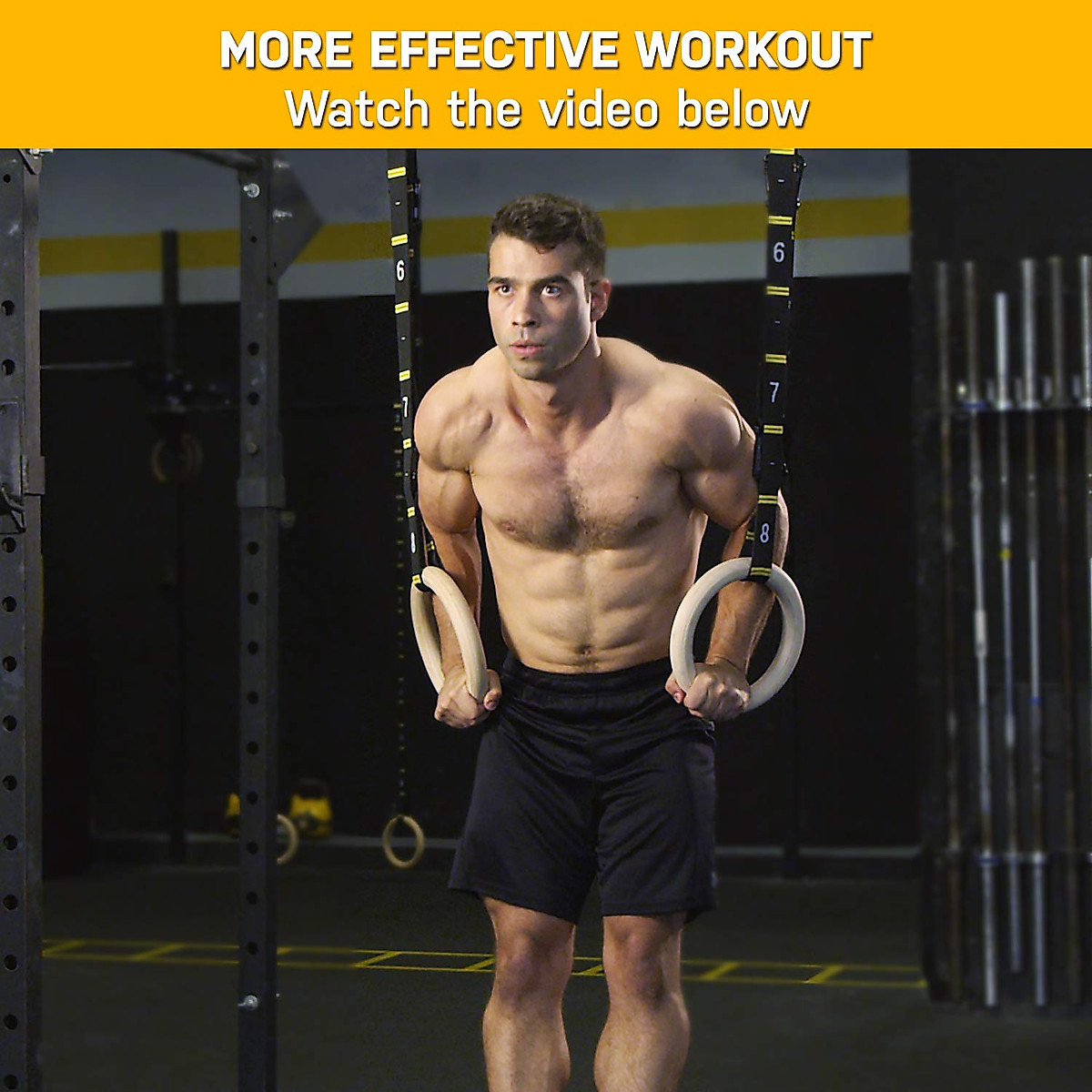 Double Circle Quick Adjust Numbered Straps for Gymnastic Rings - Carabiner System and Exercise Video Guide for Full Body Workout, Calisthenics, and Home Gym