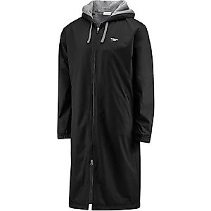 Speedo womens Parka Jacket Fleece Lined Team Colors down outerwear coats, Speedo Black, Medium US