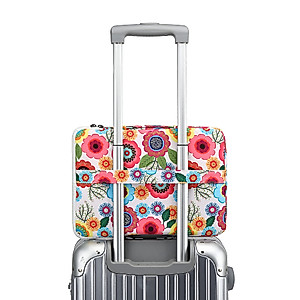 SANFAN 360° Protective 3 Pockets Laptop Sleeve Case Bag with Handle for MacBook Air 15 inch,MacBook Pro 16 inch and 15.6 inch Screen Laptop (Flowers)