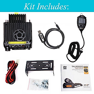 TYTTH-9000D Car Mobile Transceiver 60W VHF 2M 146MHz Ham Radio 2 Way Radio with USB Programming Cable, Black