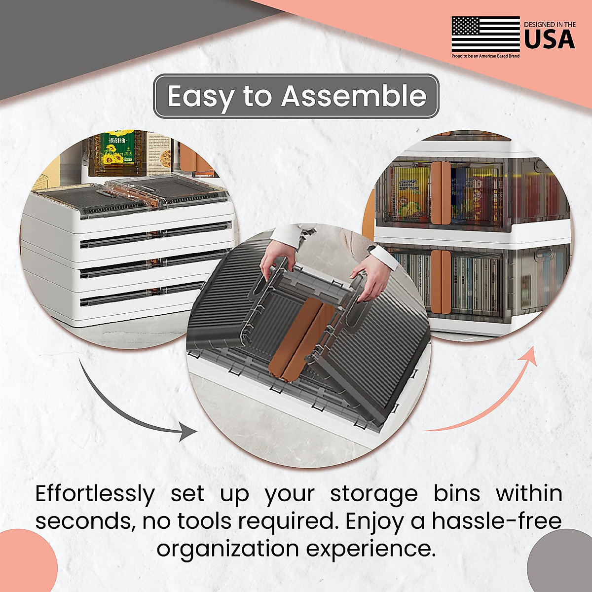 Wondersome Collapsible Storage Bins - 6-Pack of Extra-Large 19-Gallon/76-Quart Stackable Wheeled Clothing, Shoe, Bedroom, Office Organizer - Foldable Containers - Assembles in Second - US-Based Brand