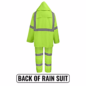 Global Glove - GLO-8000-L GLO-8000 - FrogWear HV - 3-Piece High-Visibility Rain Suit - Large