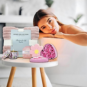 Mzoyell Get Well Soon Gift Baskets for Women, Get Well Gifts for Women After Surgery Care Package 9pc, Self Care Gift Set, Thinking of You Feel Better Gift Box for Sick Friend(Pink)