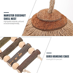 POPETPOP 2 Pcs Parrot Coconut Shell Nest Hamster Bed Natural Hanging Bed Hamster Hanging Bed Warm Sleeping Bag Hamster Warm Bed Pet Supplies Bird Resting Bed Hamster Hanging Nest Bird Nest