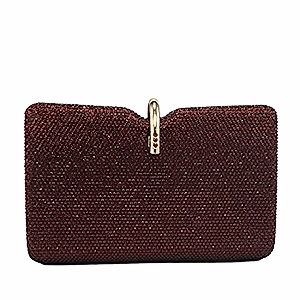 Elegant Women Crystal Evening Bags Wedding Cocktail Party Diamond Clutch Handbags (Wine Red)