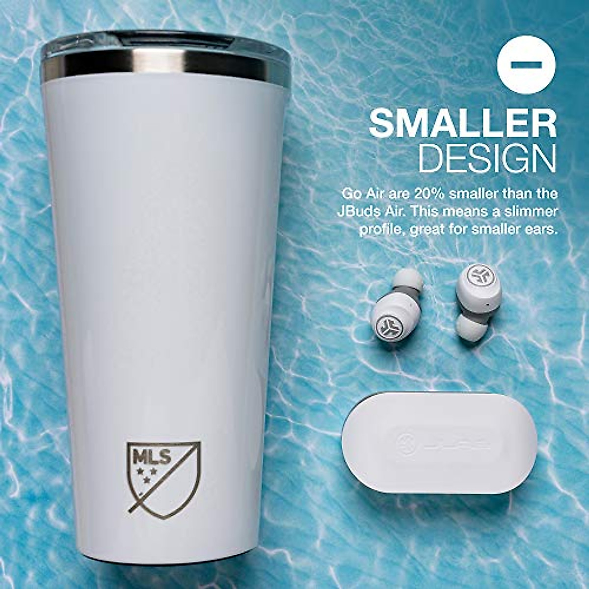 JLab Go Air True Wireless Bluetooth Earbuds + Charging Case, Dual Connect, IP44 Sweat Resistance, Bluetooth 5.0 Connection, 3 EQ Sound Settings Signature, Balanced, Bass Boost (White)