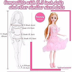 50 Pcs Doll Clothes Outfit for 11.5 Inch Doll, Doll Accessories Collection with 3 Princess Dresses+10 Dressest+6 Tops+6 Pants+5 Bikinis+5 Accessories+5 Bags+10 Shoes(Random Style)