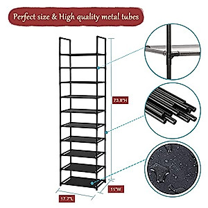 Elechotfly Shoe Rack, 20 Pairs Shoe Storage Organizer, 10 Tiers Tall Shoe Stand, Easy Assembly Stackable Sturdy Shoe Tower, Metal Shoe Shelf for Entryway, Closet, Garage, Bedroom, Cloakroom