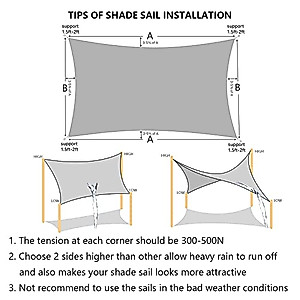 Artpuch 10'x13' Light Grey Waterproof Sun Shade Sail Canopy Cover for Patio Outdoor, 185 GSM Water Resistant Rectangle Backyard Shade Sail for Garden Playground