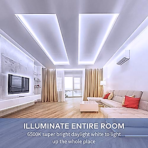 Govee White LED Strip Lights, Upgraded 16.4ft Dimmable LED Light Strip 6500K Bright Daylight White, Strong Adhesive, 300 LEDs Flexible Tape Lights for Vantiy Mirror, Kitchen Cabinet, Bedroom