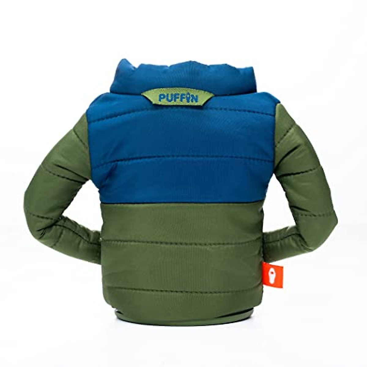 Puffin - The Puffy Beverage Jacket, Insulated Can Cooler, Olive Green/Sailor Blue