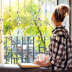 Crystals Hanging Sun Catcher Garden Prism Light Catcher Window Sun Catcher Chandelier Pendant Ornament for Home Office Party Decoration (Rainbow, 10 Pieces)