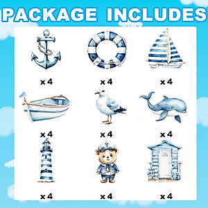36-Piece Nautical Party Decorations - Ocean Theme Birthday Party Decor for Birthday, Baby Shower, and Nautical Celebrations