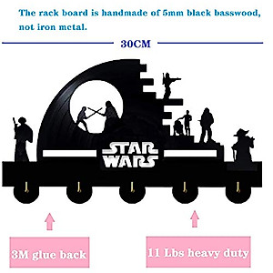 Star Wars Death Star Design Key Hook-Wall Door Clothes Coat Hat Hanger Key Holder with 5 Hooks Strong Adhesive Sticker Wood Hook,Best Gift for Friend, Man and boy. (M1)
