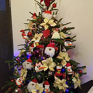 Crazy Night 12Pcs 8.7inch Gold Glitter Poinsettia Artificial Flowers,Christmas Tree Decorations,Wedding Xmas New Year Wreath Ornaments