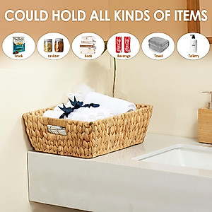 ROSOS Wicker Baskets 2 Pack, Water Hyacinth Wicker Storage Basket with Handles, Large Wicker Baskets for Storage, Wicker Baskets for Organizing, Handmade Large Wicker Basket, Natural