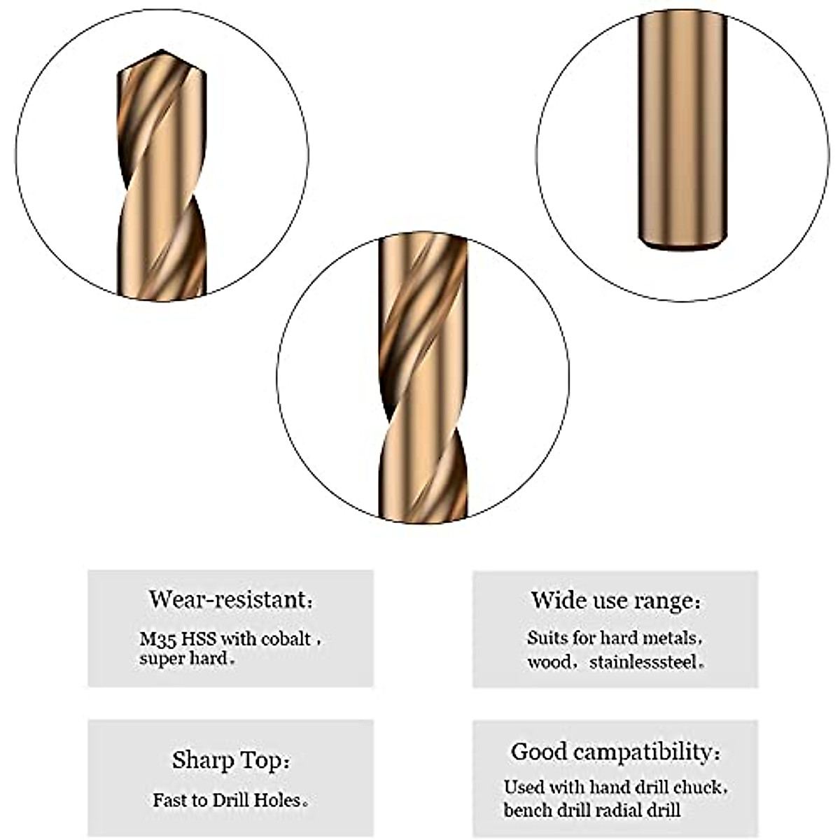 13 PCS M35 Cobalt Steel Twist Drill Bit Set,HSS Extremely Heat Resistant Drill Bit with Straight HSS Shank,1.5mm-6.5mm Jobber Drill Bit Kit for Stainless Steel,Hard Metal as Titanium Alloy