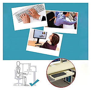 AILILI Sliding Under Desk Keyboard 54/60/70x27cm Under Desk Comfort Keyboard Drawer,Ergonomic,Improve Sitting Posture,Wooden Pallet,for Home Office,Keyboard Tray Under Desk