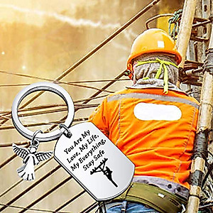 FEELMEM Lineman Prayer Keychain Stay Safe Gift from Lineman Wife Girlfriend Lineworker Electric Cable Lineman Be Safe Gifts