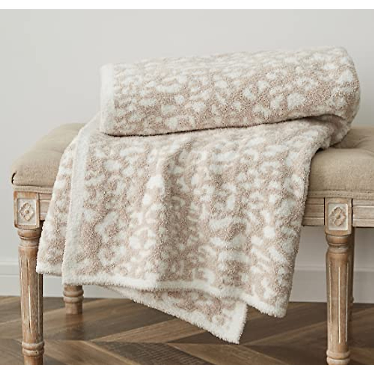 MIDO HOUSE Microfiber Throw Blanket for Couch Chic Leopard Bed Throws Fuzzy Warm Cheetah Blanket Reversible Beige Throw Blankets for Home Decor 52 x 63 inch
