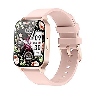 Cloudpoem Smart Watches for Women Men IP68 Waterproof, 1.7in Smartwatch Compatible with iPhone Android Phones, Reloj para Mujer Hombre Digital Watch Fitness Tracker with Heart Rate Monitor Pink Gold