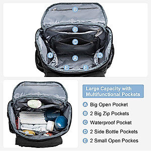 LOVEVOOK Diaper Bag Backpack, Multifunction Travel BackPack with Waterproof Portable Changing Pad, Unisex and Stylish
