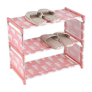 xianshi Shoes Organizer, Shoes Rack, Sturdy Wall-Mounted Design Double Layers for Home Sports Shoes(Pink Polar Bear)