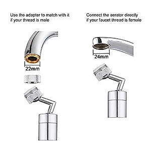 720-Degree Big Angle Swivel Universal Splash Filter Faucet Aerator,Dual Function Bathroom Sink Faucet Aerator,Multiple Function Gargle and Washing Eyes,15/16 Inch-27UNS-Male Thread-1.8GPM