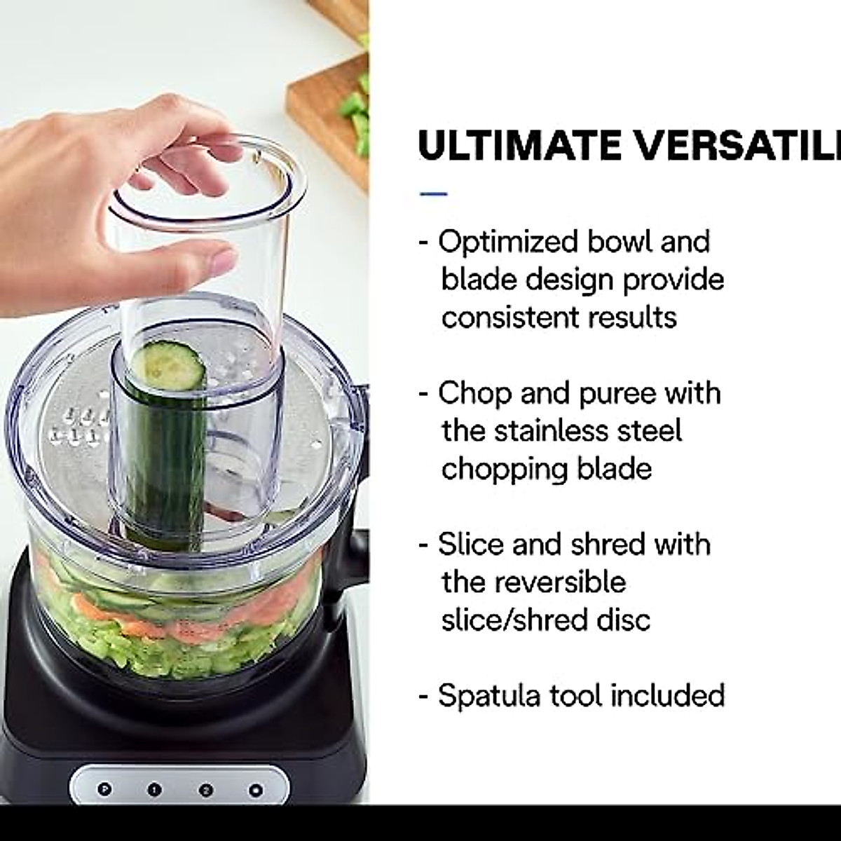 Braun EasyPrep 8-Cup Food Processor, Black - Two Speeds + Pulse Mode - Precision Knife Blade & 2-in-1 Slicing Disc - Secure Design - Easy Cleanup - Dishwasher Safe