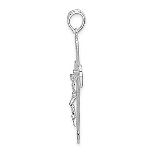 Diamond2Deal 925 Sterling Silver Budded Crucifix Pendant