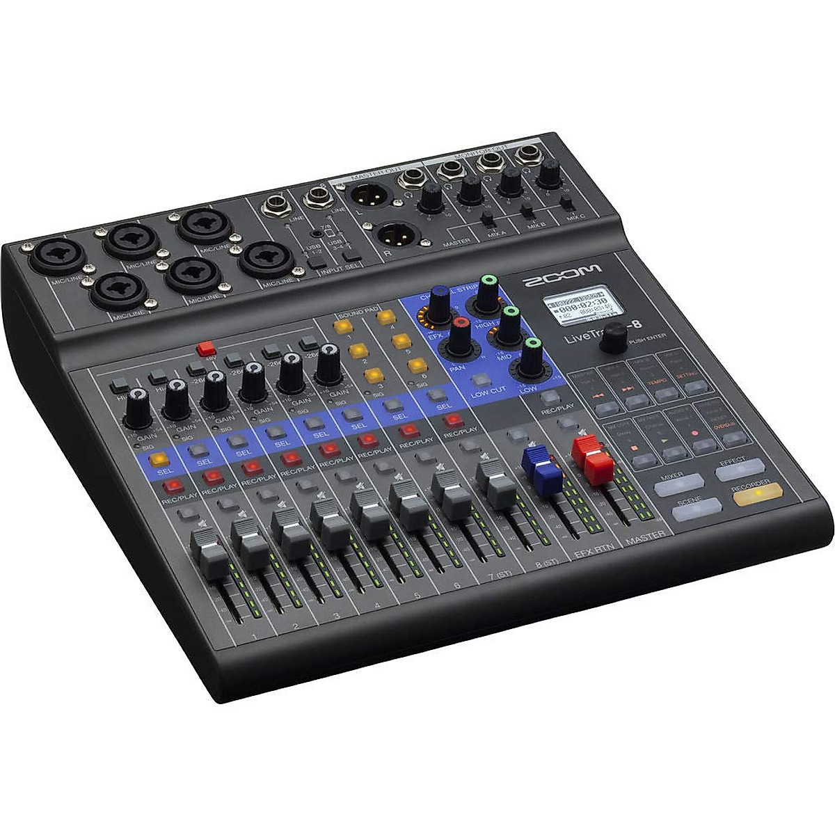 Zoom LiveTrak L-8 Portable 8-Channel Digital Mixer/Recorder with AKG K 240 Studio Pro Headphones & XLR Cable Bundle