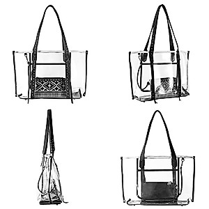Montana West Aztec Collection Clear Tote Bag with Detachable Wristlet Vegan Leather Purses Western Large 2 in 1 Transparent Shoulder Handbag for Women MW1122-8317BK