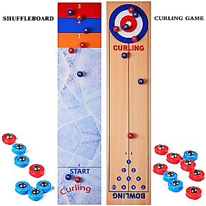 KETIEE Mini Shuffleboard Pucks Equipment Rollers Set 16PCS Shuffleboard Curling Accessories Free Sliding Bead Home Game for Family Fun